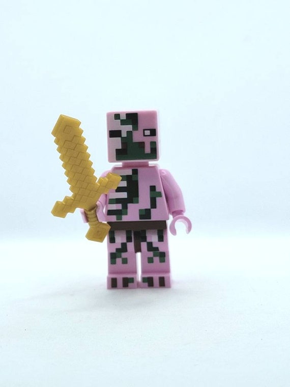 Lego Minecraft Zombie Pigman W/ Gold Sword - Etsy