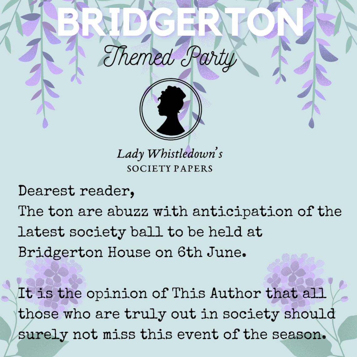 Personalised Bridgerton Themed Party - Etsy