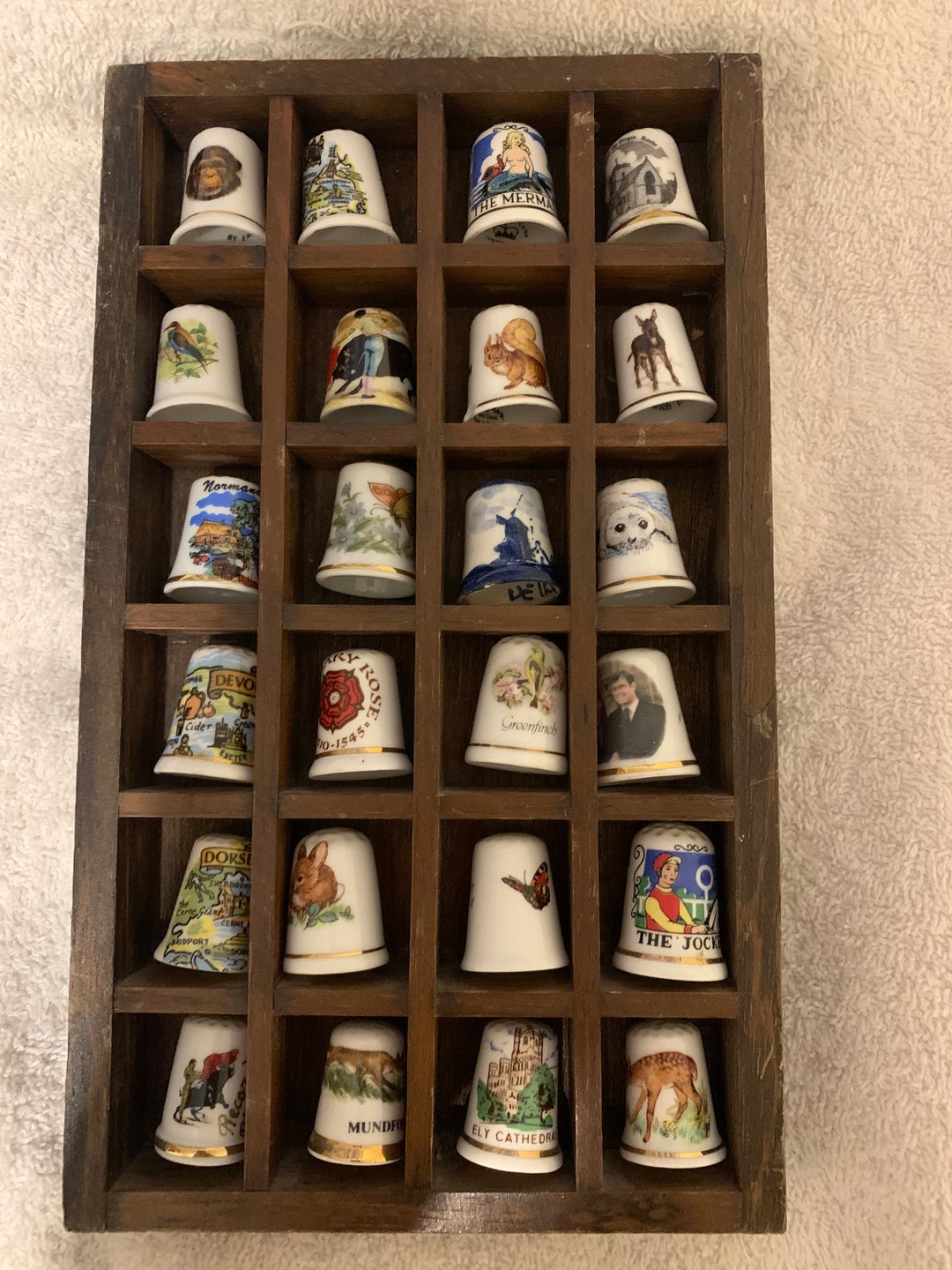 Set of 24 Porcelain Vintage Collectables Thimbles in Display - Etsy