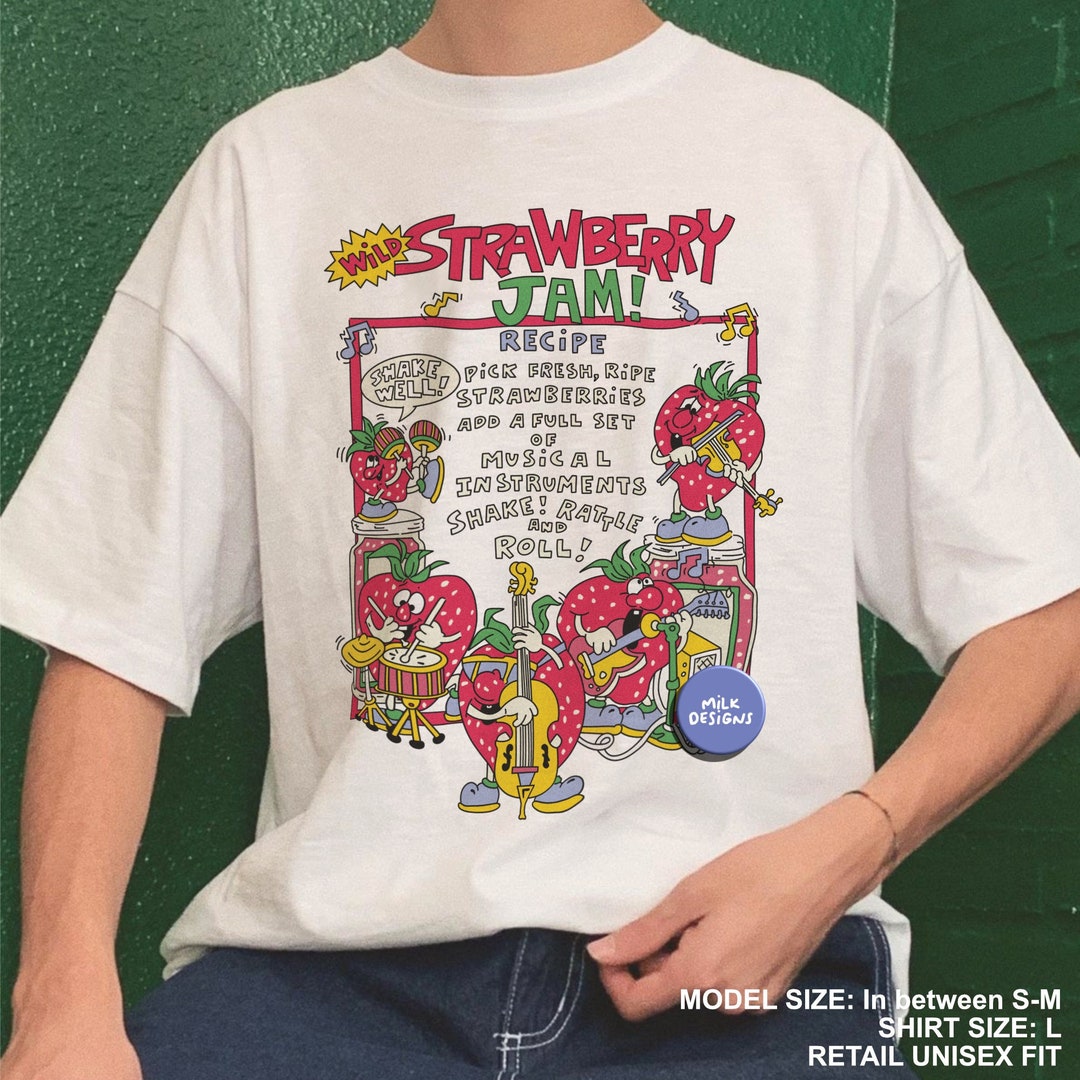 Y2K Aesthetic Strawberry Jam Shirt / Cute Strawberry Shirt / Kawaii ...