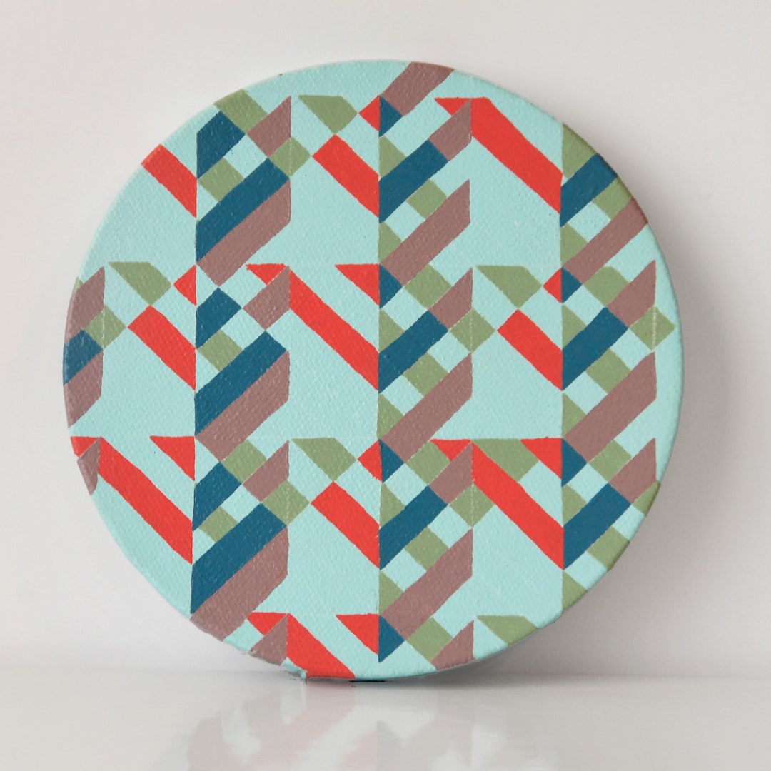 5" Circle Canvas Overlapping Quilt Painting - Etsy