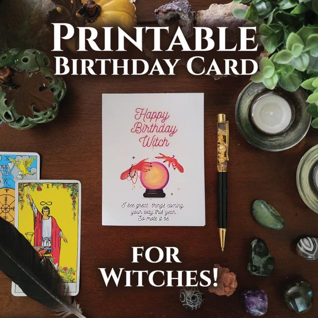 Crystal Ball Birthday Card for Witches - Printable Greeting Card ...