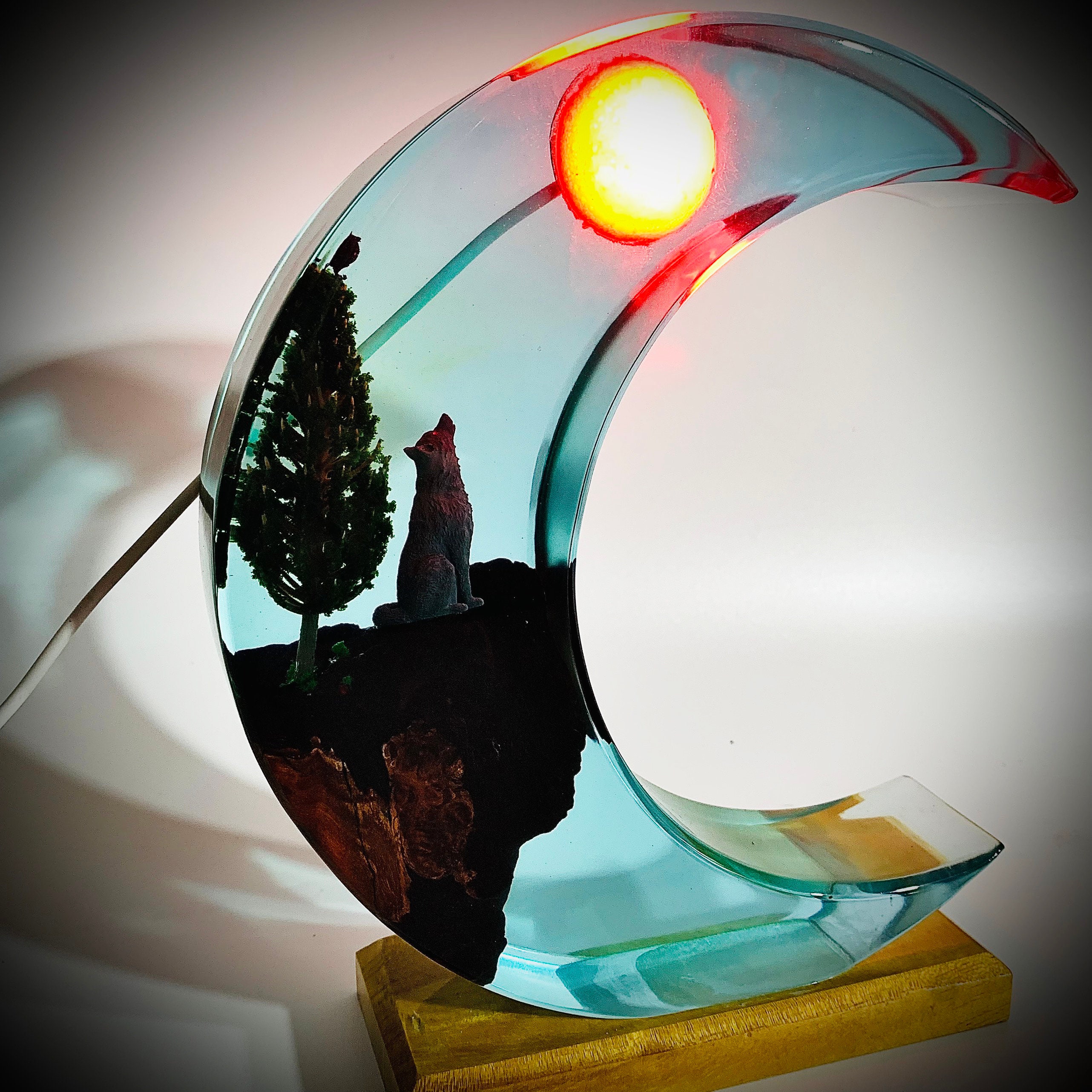 Moon Light Night Light, Resin Lamp Wild Natural Scenery, Resin Art Lamp ...