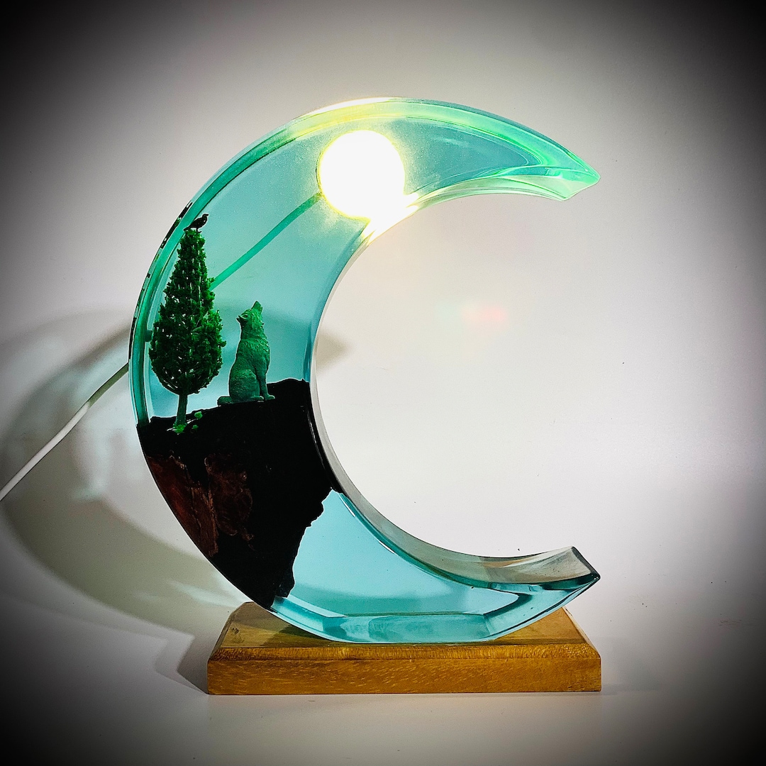 Moon Light Night Light, Resin Lamp Wild Natural Scenery, Resin Art Lamp ...