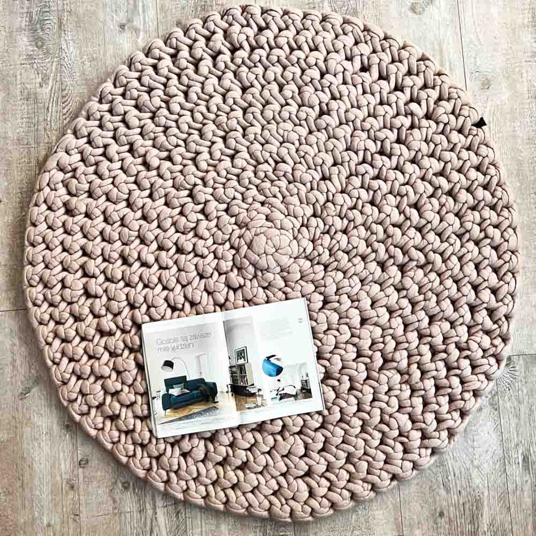 Chunky Round Rug Felted Wool Scandinavian Style Contemporary Design ...