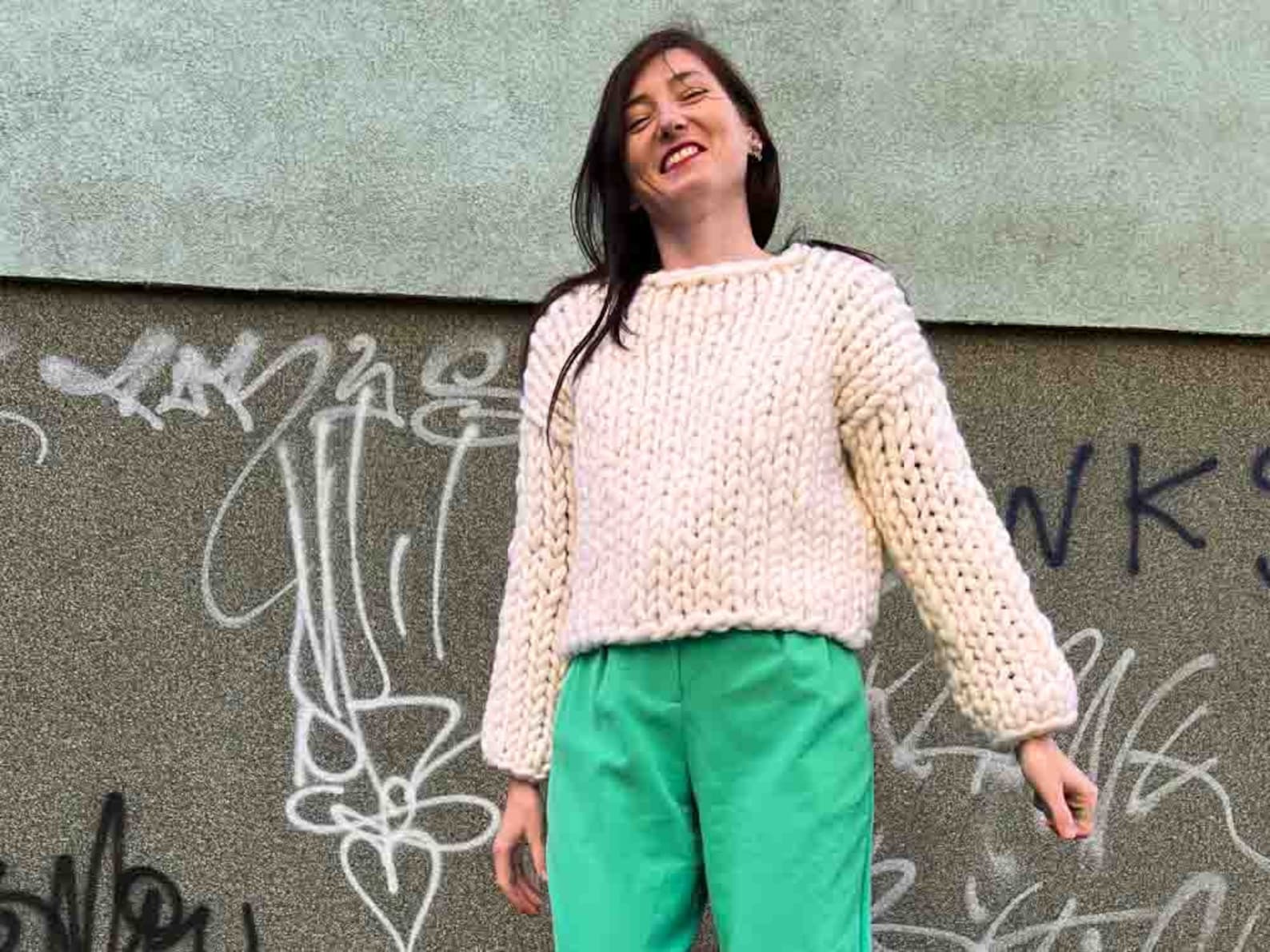 Chunky Knit Sweater Multicolored Giant Yarn Pullover Mega Chunky Yarn ...