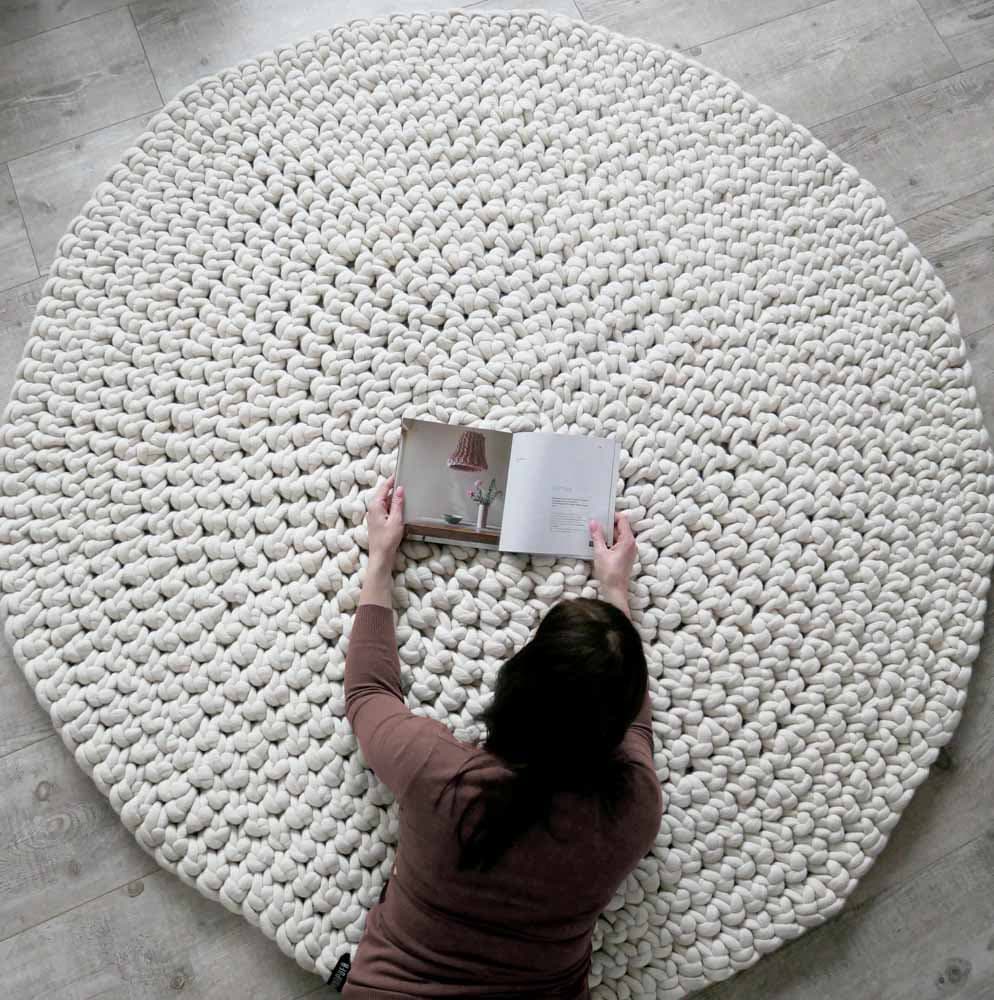 Chunky Round Rug Felted Wool Scandinavian Style Contemporary Design ...