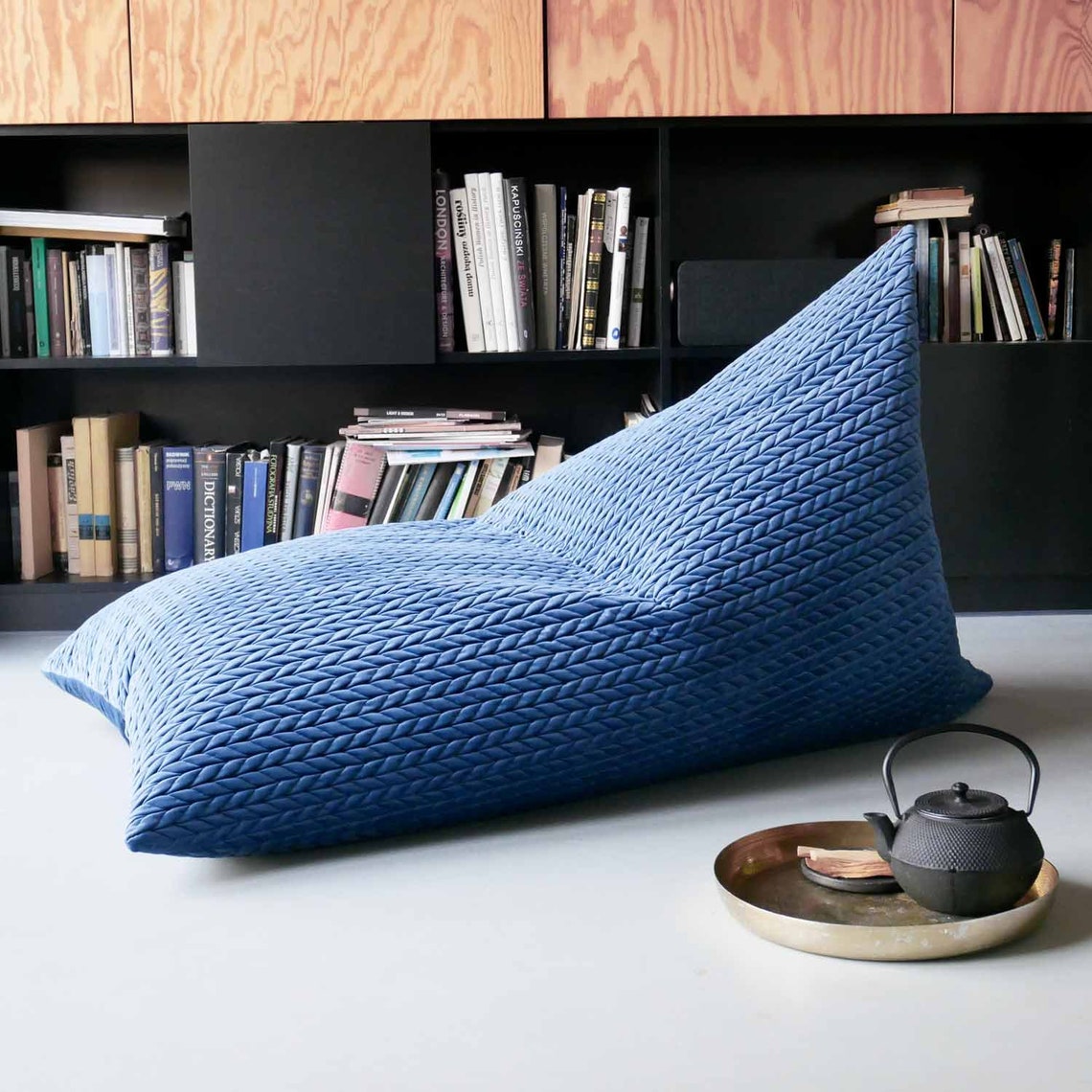 Large Bean Bag Pouf Cover Giant Velvet Pouffe Chunky Knit - Etsy