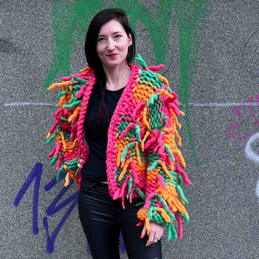 Chunky Cardigan Multicolored Chunky Knit Sweater Merino Wool Colossal ...