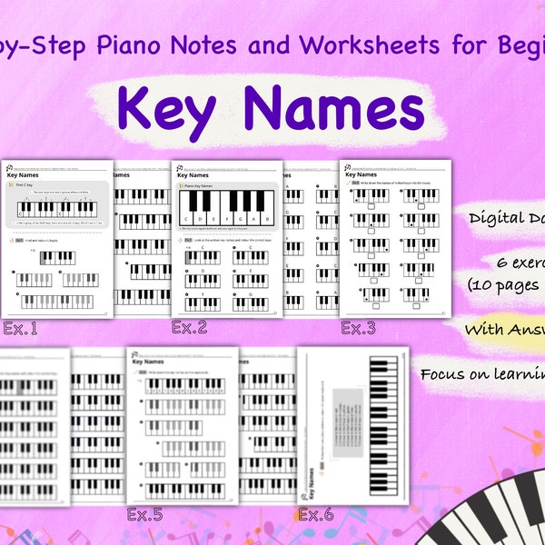 Piano Worksheets for Kids - Etsy