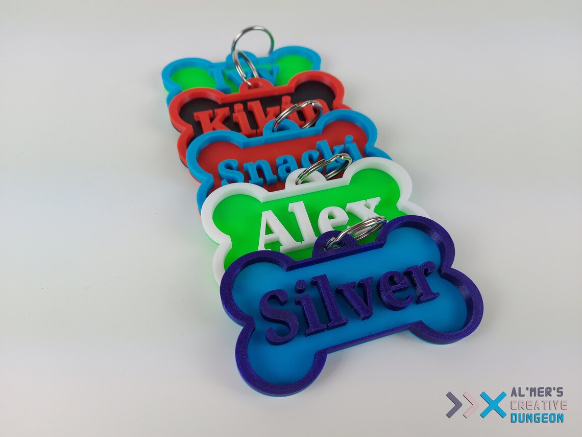 3D Printed Nametags Bone Shape - Etsy