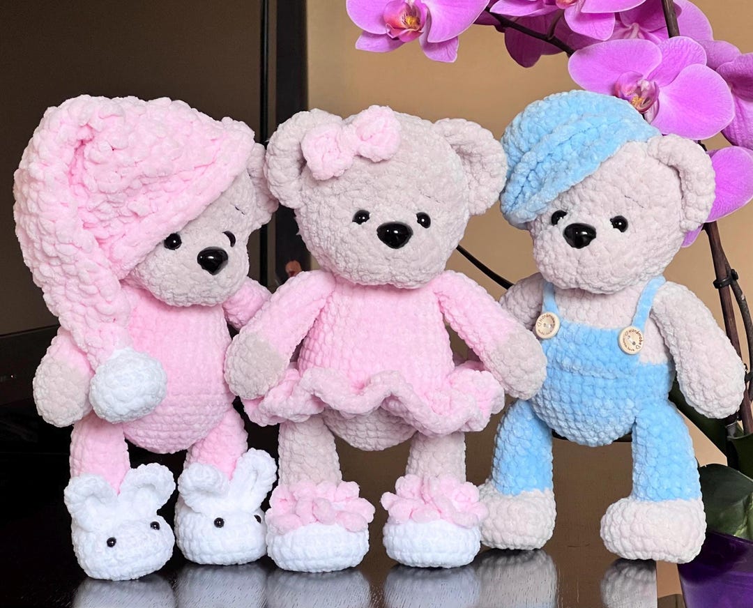 3in1 BEAR in Pajamas, Overalls, Dress / Crochet Bear PATTERN PDF ...