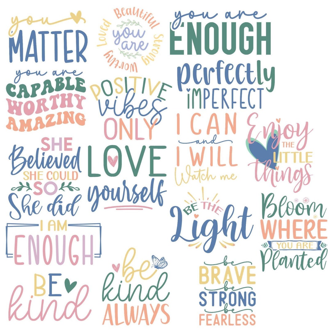 Positive Phrases, Digital Stickers, Printable Stickers, Canva, Editable ...