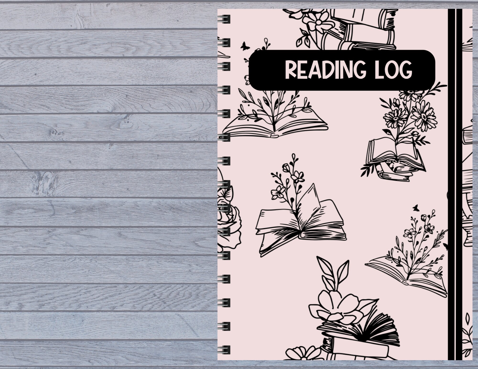 Reading Log, Book Journal, Pink Floral, Digital Planner - Etsy