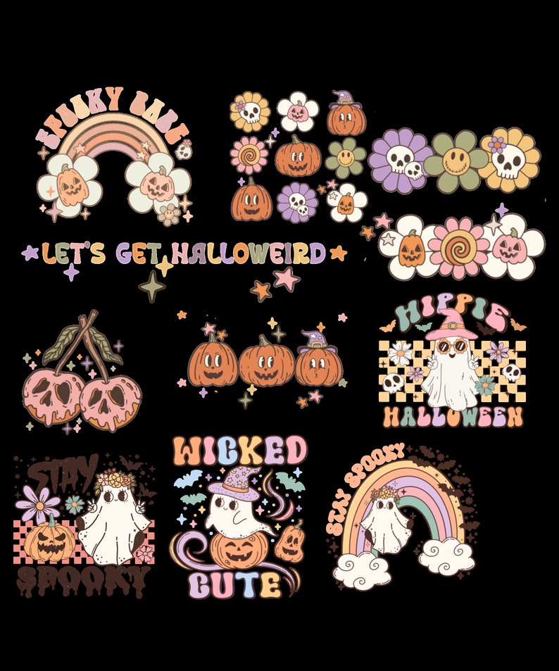 Retro Halloween, Digital Stickers, Printable Stickers, Journals, Diary ...