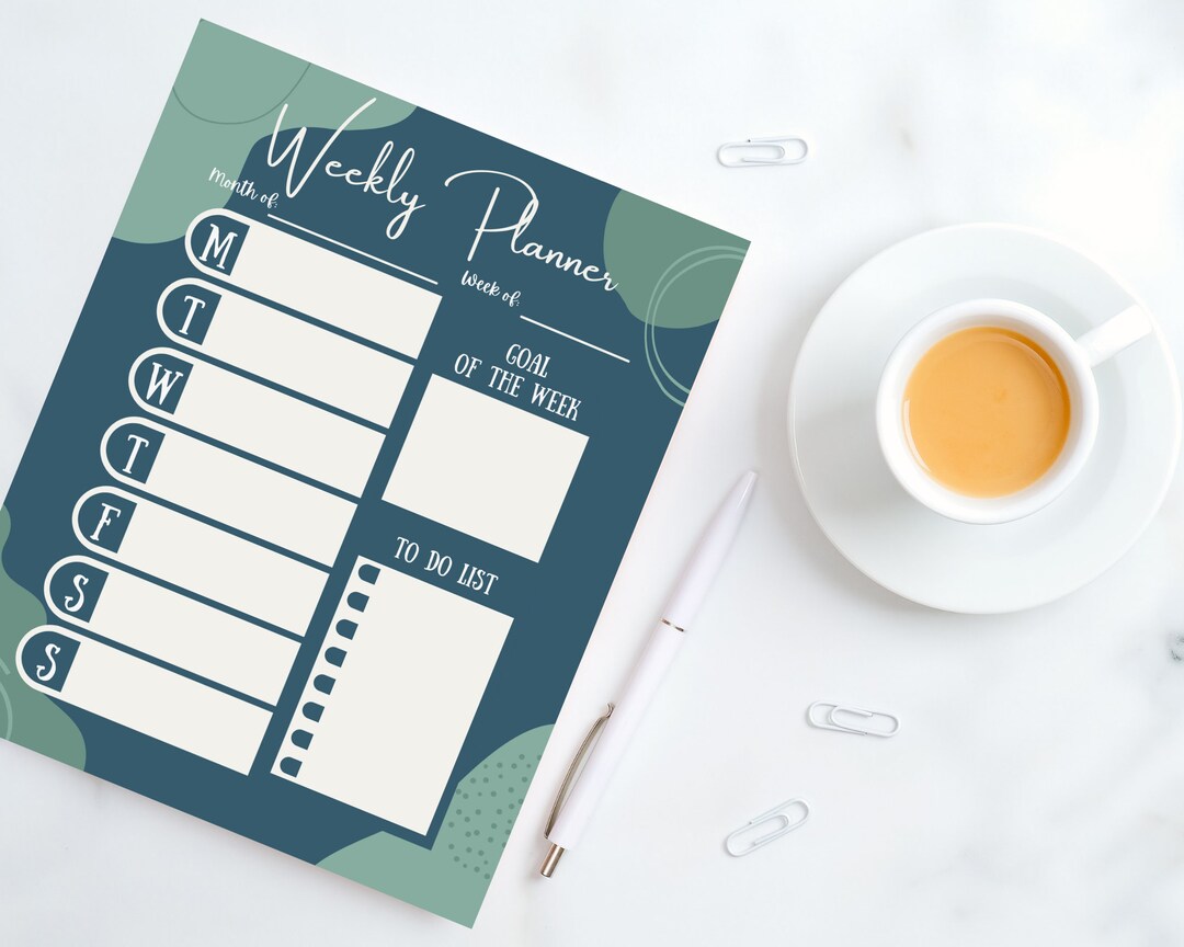 Digital Weekly Planner Card, Printable Weekly Task Planner Editable ...