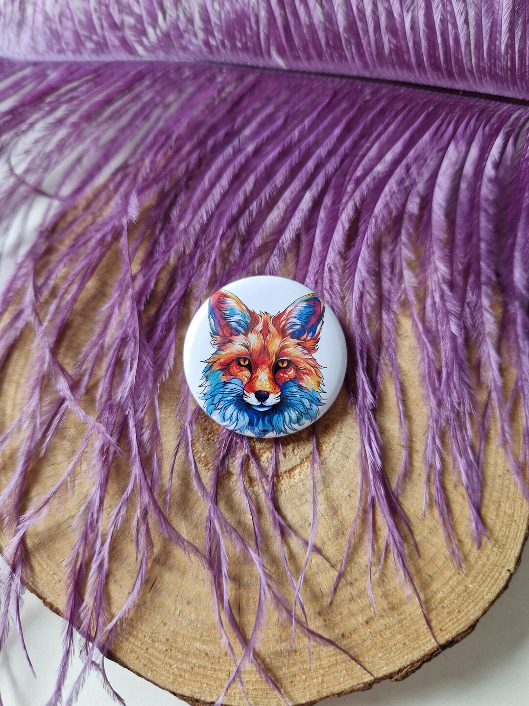 Round Fox Badge, Fox Pin, 32mm Badge, - Etsy