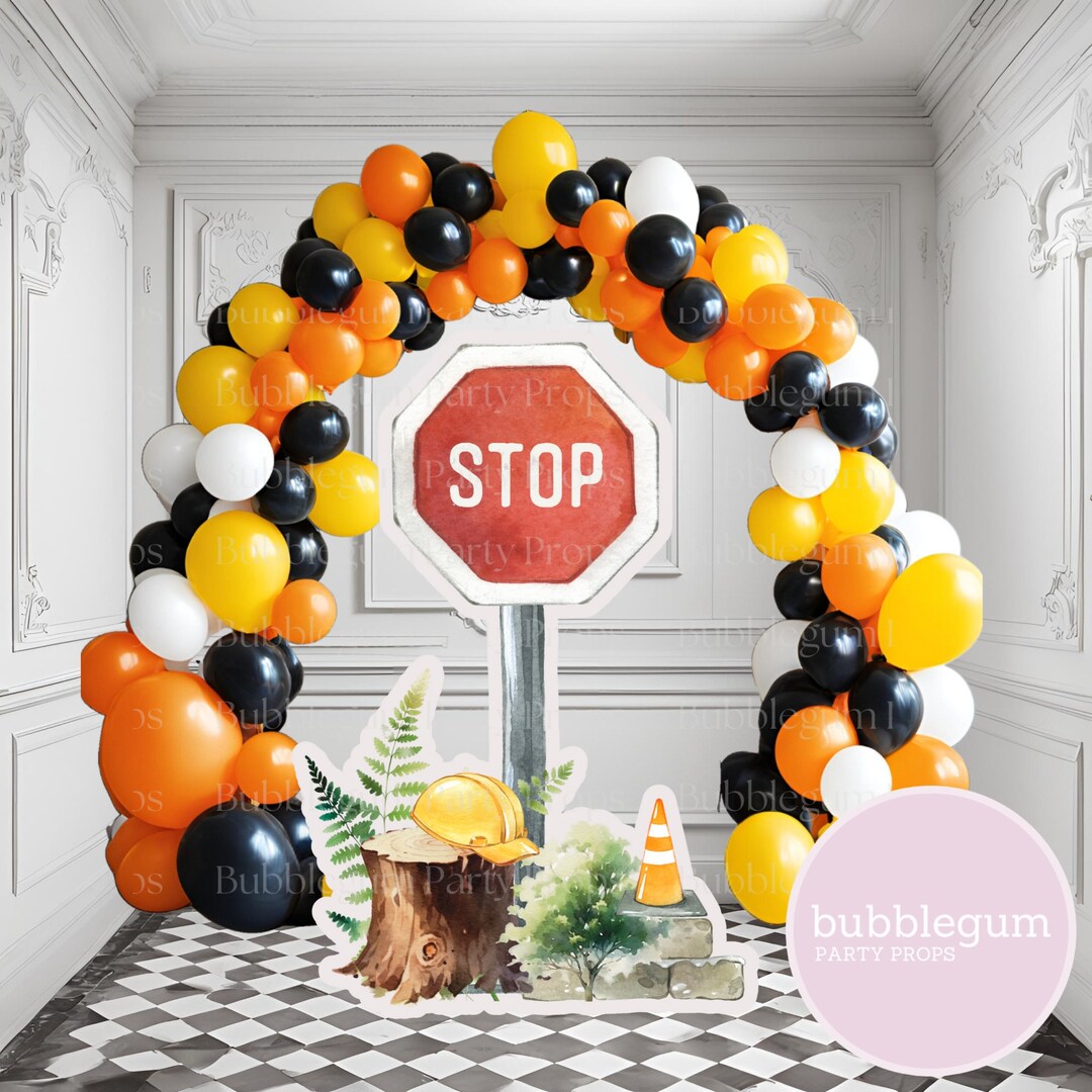 Construction Big Cutout Party Prop Construction Party Stop Sign Prop ...