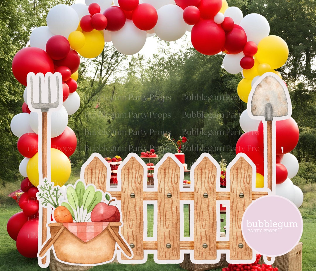 Farm Prop Bundle, Big Cutout Party Props, Fence, Spade, Fork, Farm ...