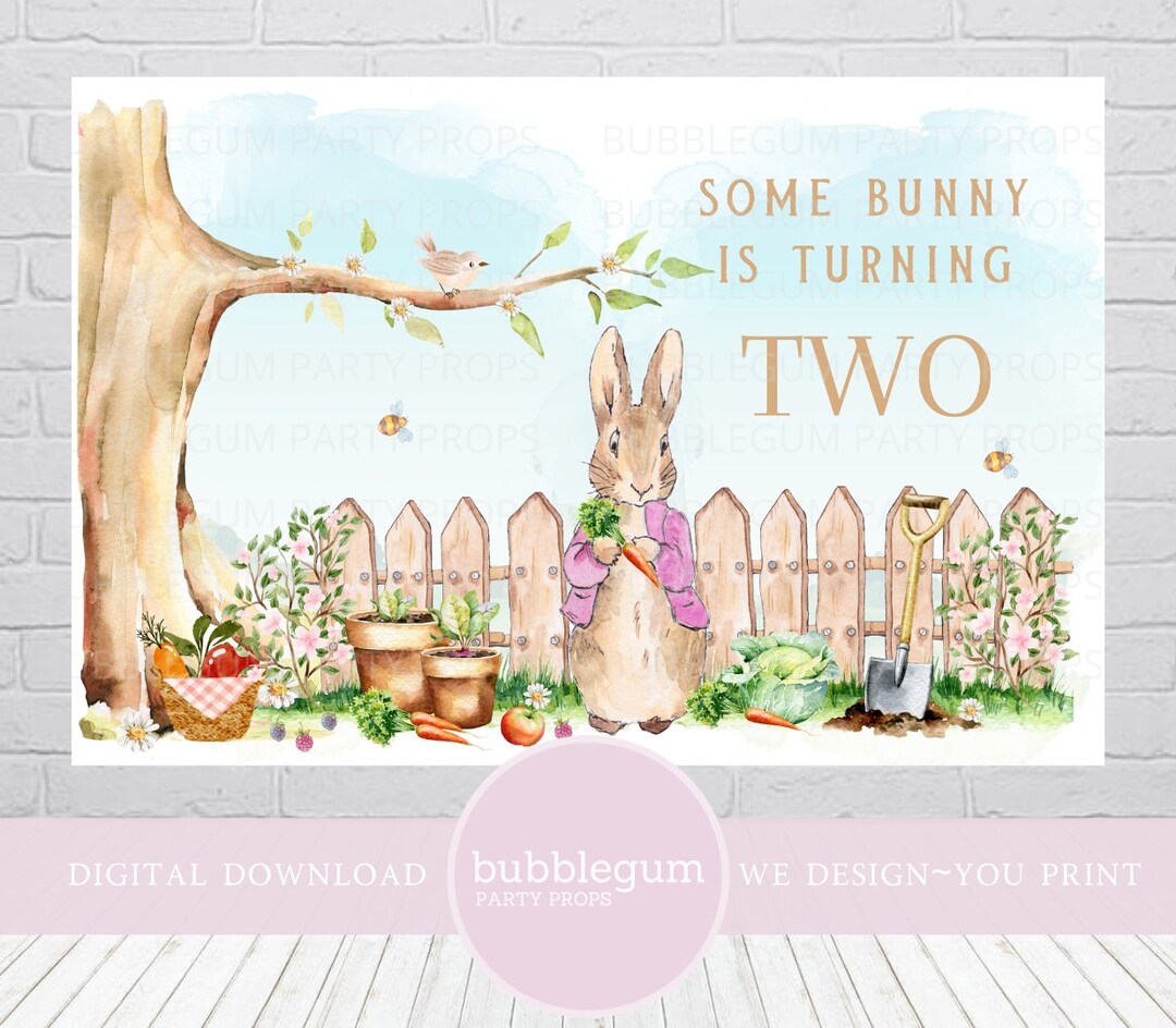 Flopsy Bunny Birthday Backdrop Some Bunny is Turning Two - Etsy