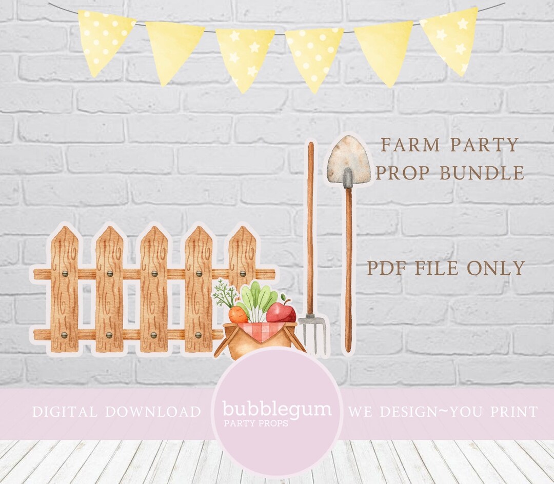 Farm Cut Out Party Prop Bundle Big Farm Character Prop Wooden Fence ...