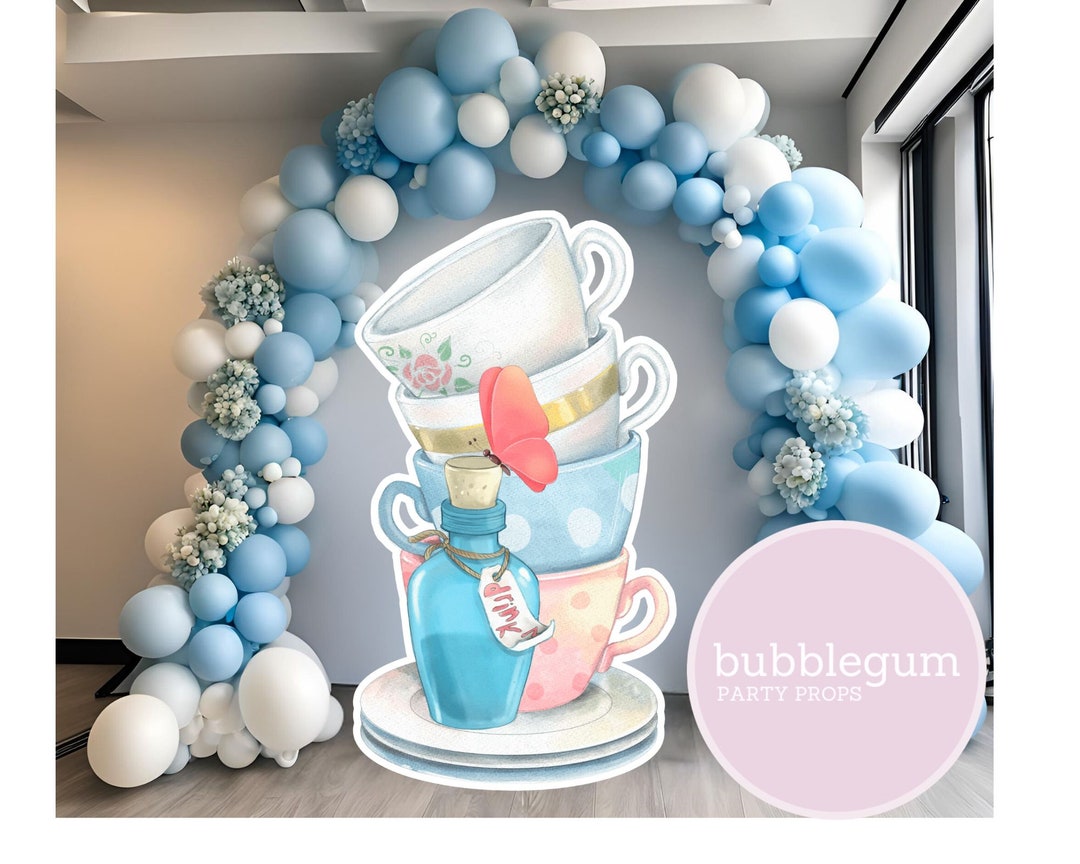 Alice in Wonderland Big Cutout Tea Party Prop, Tea Cup Stack Prop ...