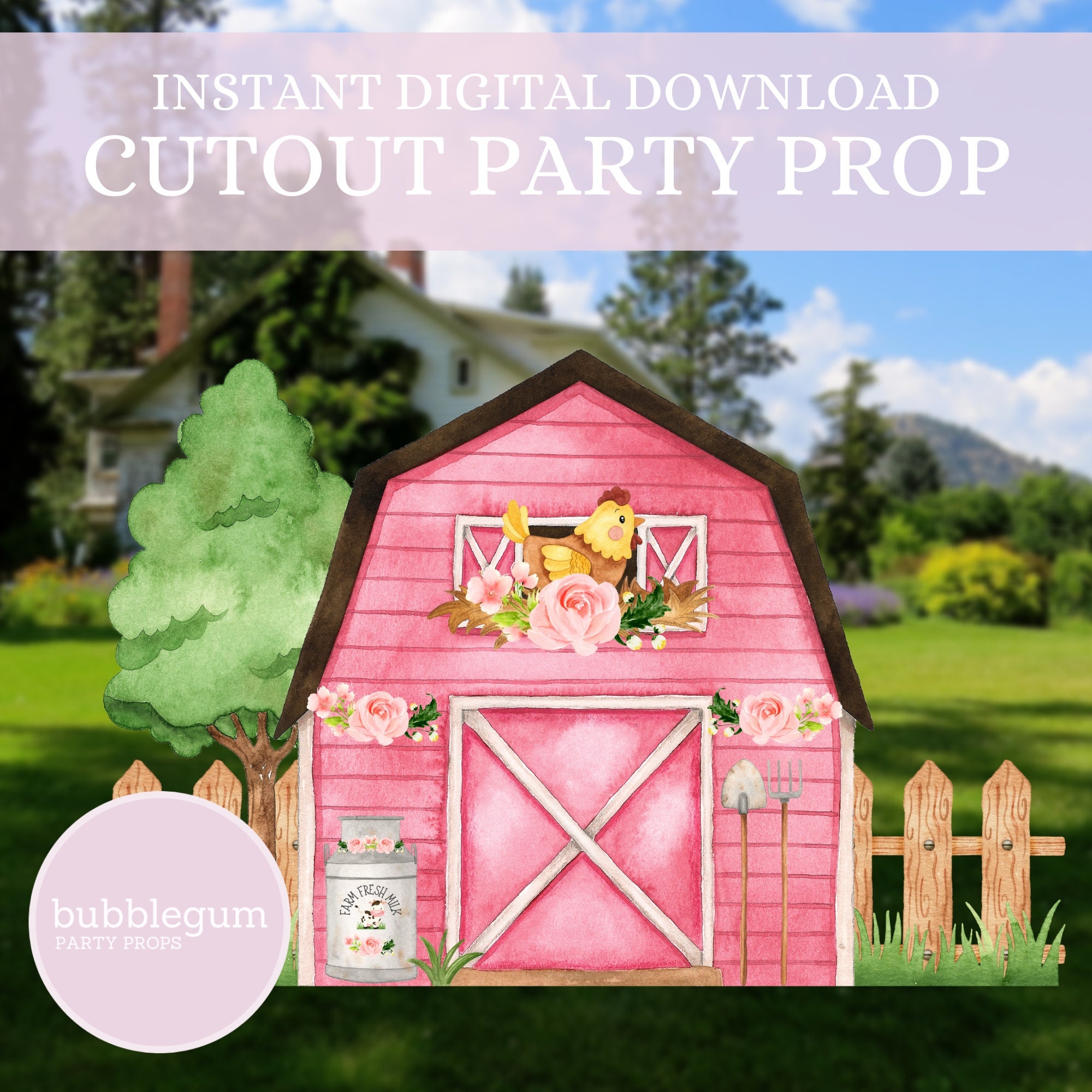 Pink Farm Barn Big Cutout Party Prop Pink Barn Character Prop Farm Yard ...