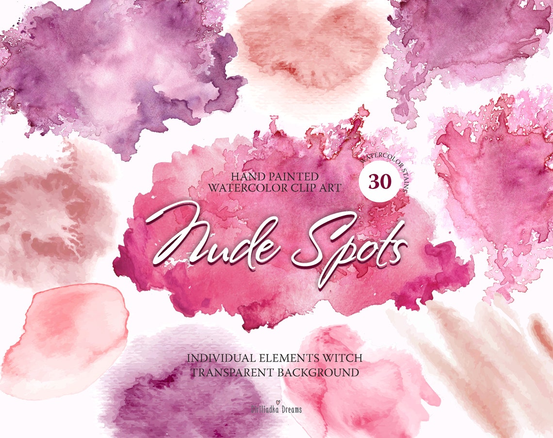Big Bundle of 300 Watercolor Spots Clipart Hand Painted - Etsy
