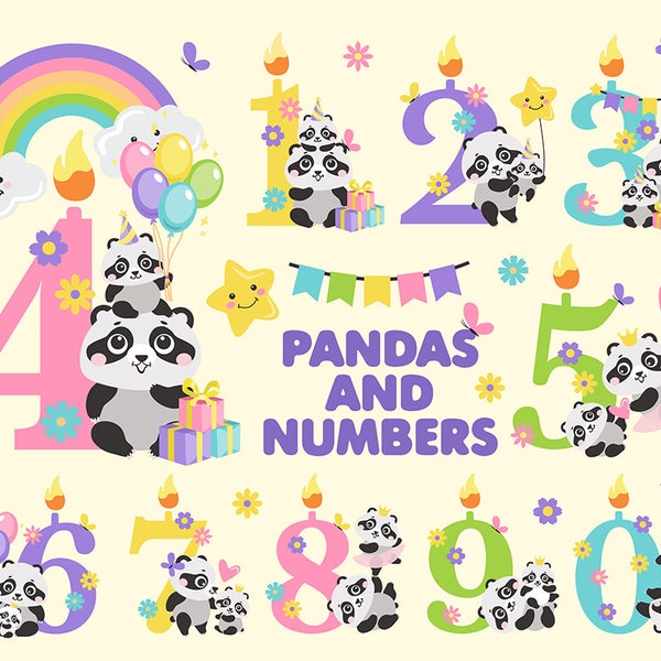 Panda Numbers Svg - Etsy
