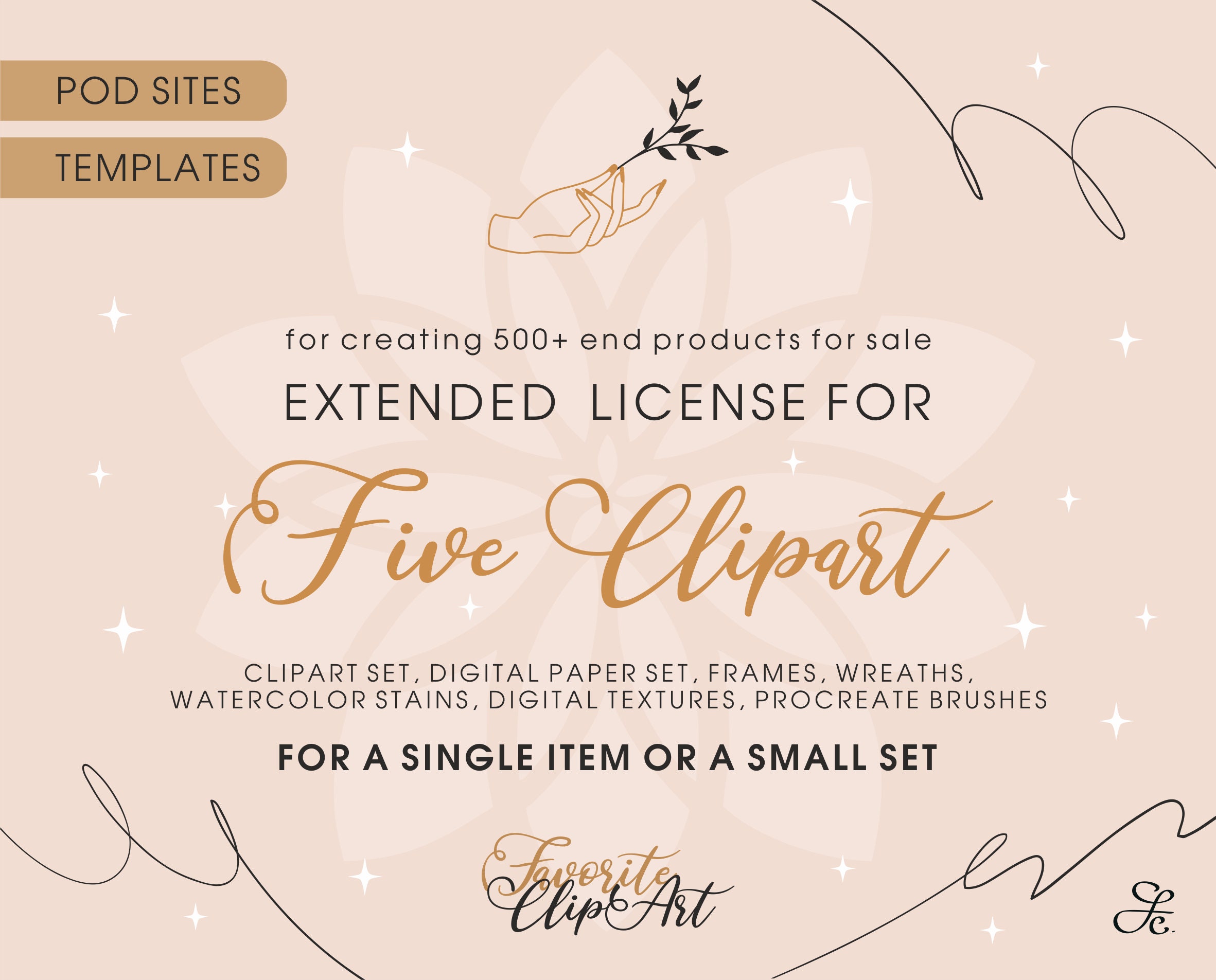 Art & Collectibles Digital For Five Single Cliparts or Five Small ...