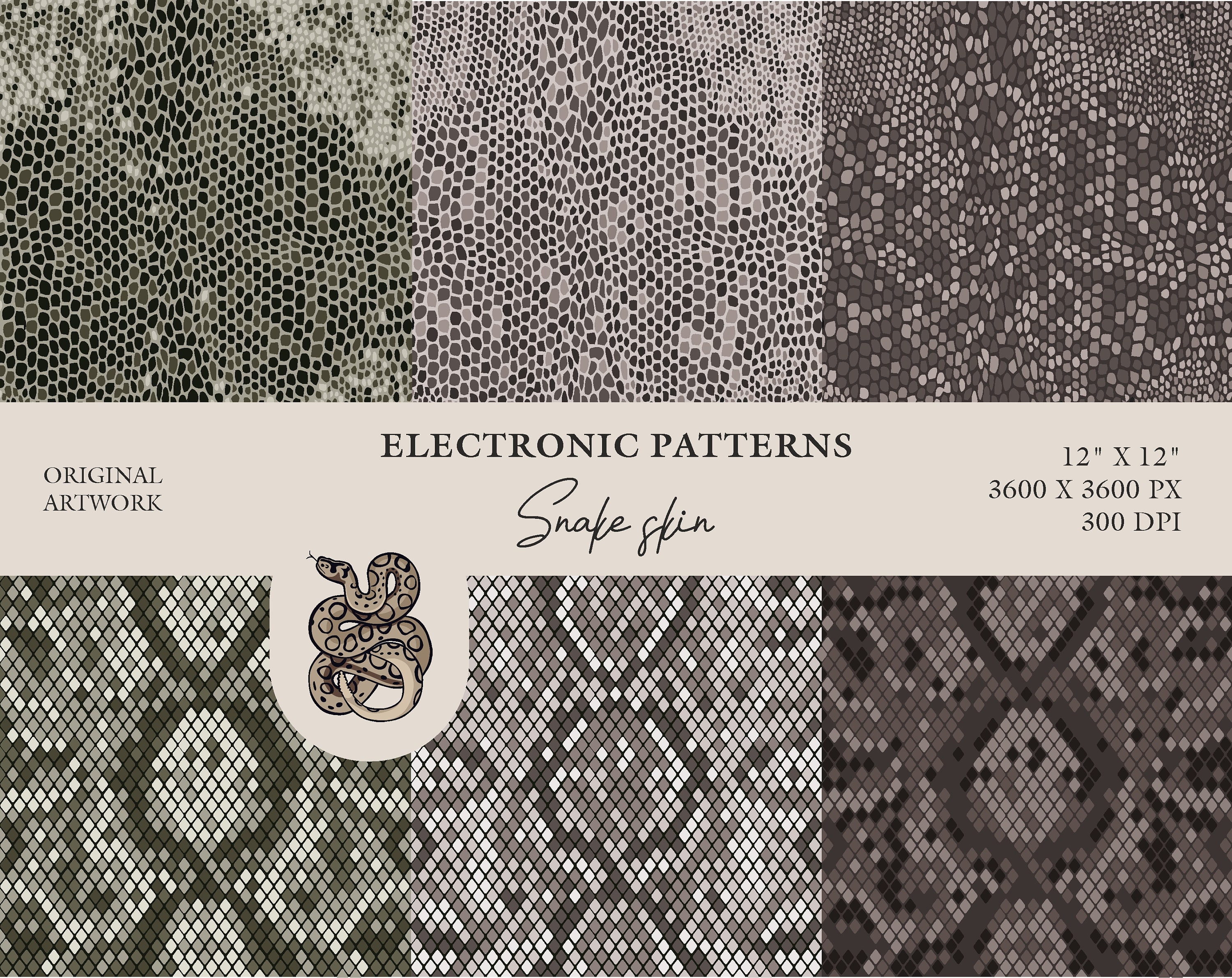African Snakes and Reptiles Patterns. Spotted Reptile Skin. Pattern for ...