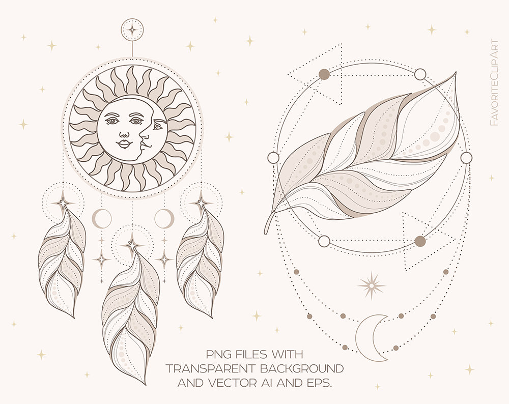 Magic Feathers Clipart. Ready to Print. Phoenix Bird Feather Tattoo ...