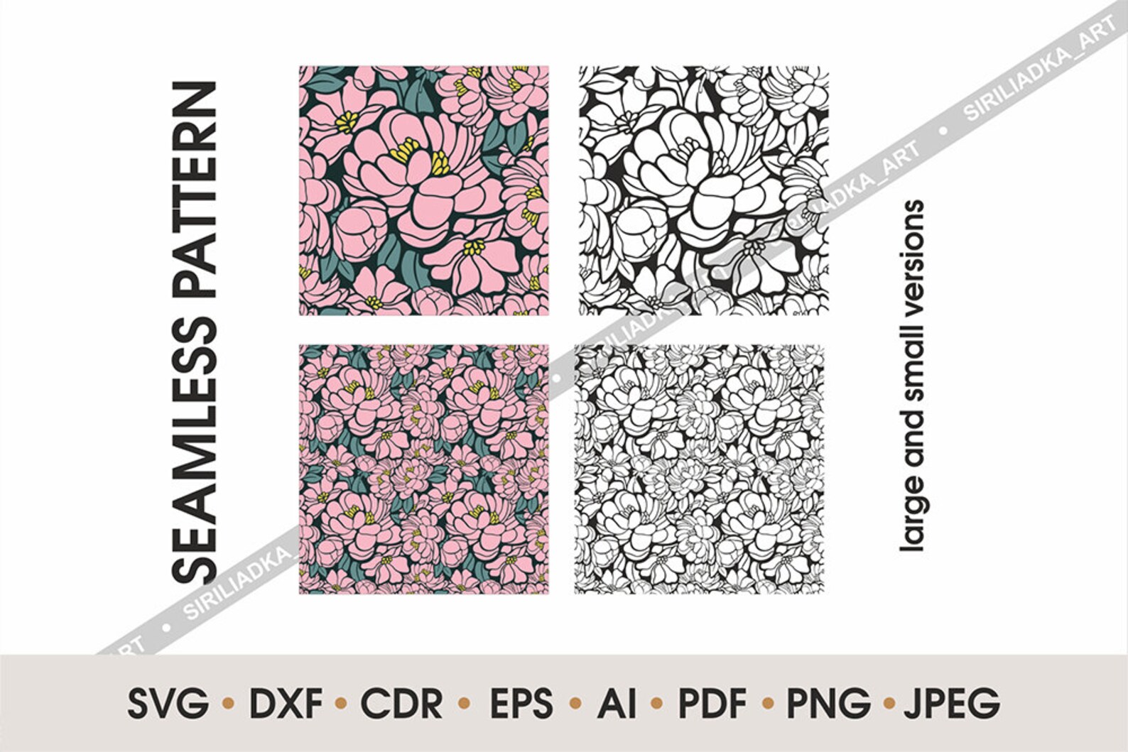 Vector Peonies Seamless Pattern Clipart, Scrapbooking Peonies. Peonies ...