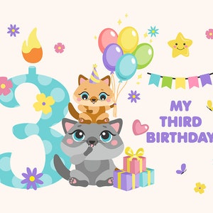 Cats and Numbers. Cats Baby Shower, Clipart Happy Birthday. Daughter ...