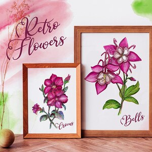 Collection of Watercolor Flowers in WARM Colors. Peony, Hydrangea, Rose ...