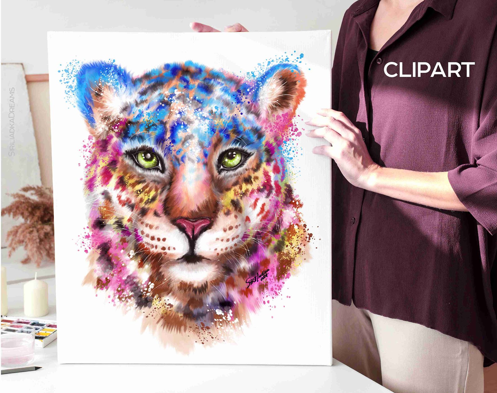 Watercolor Leopard Clipart Hand Drawing. Leopard Ready to Print PNG ...