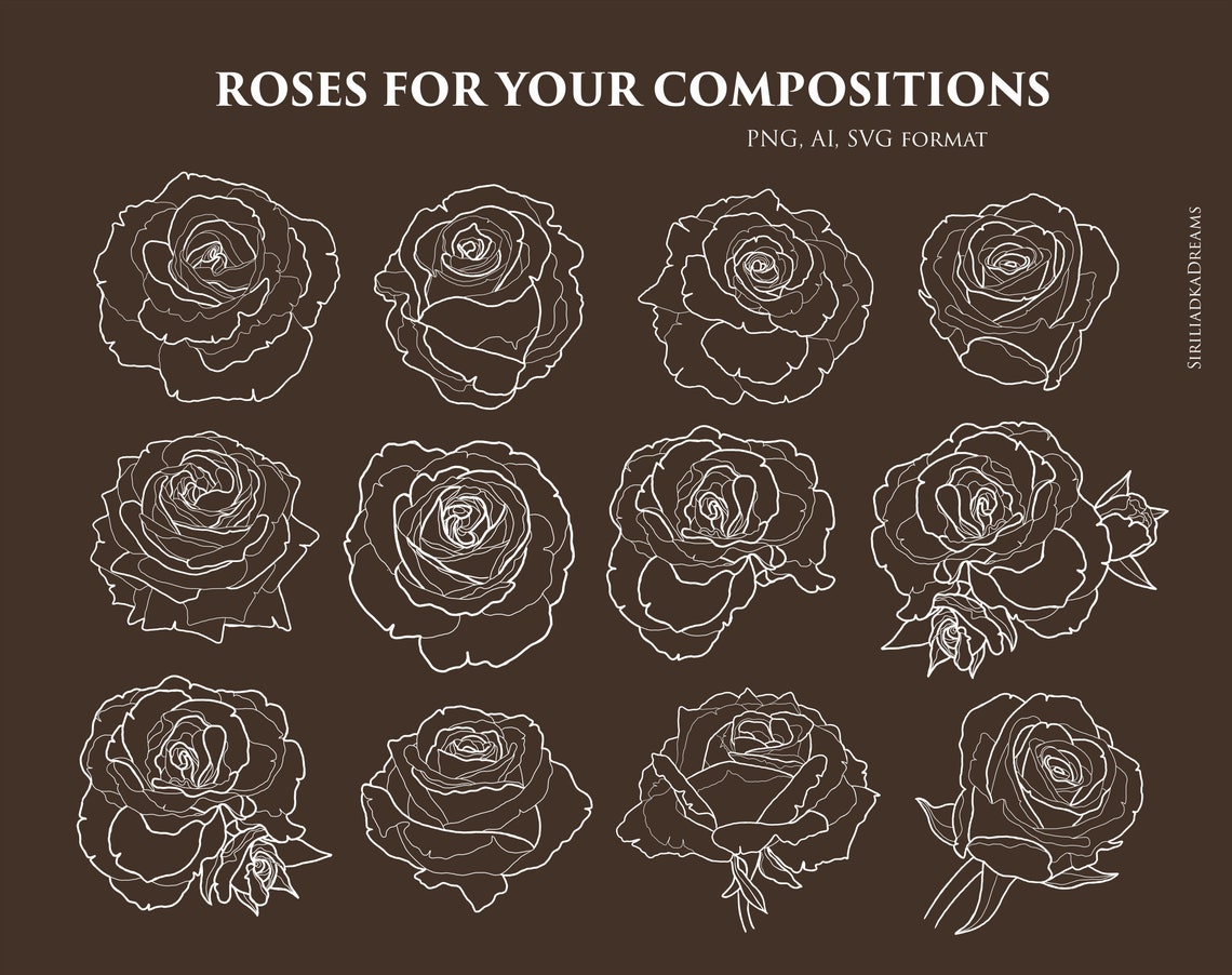 Vector White Roses Clipart Scrapbooking Roses Vintage.roses - Etsy
