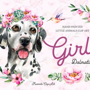 Dalmatian Dog Watercolor Portraits, Boy and Girl. Spotted Dog. 16 ...