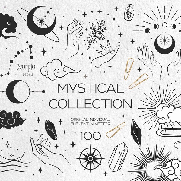 Mystical Golden Moons Clipart,18 Printable Compositions.sacred Geometry ...