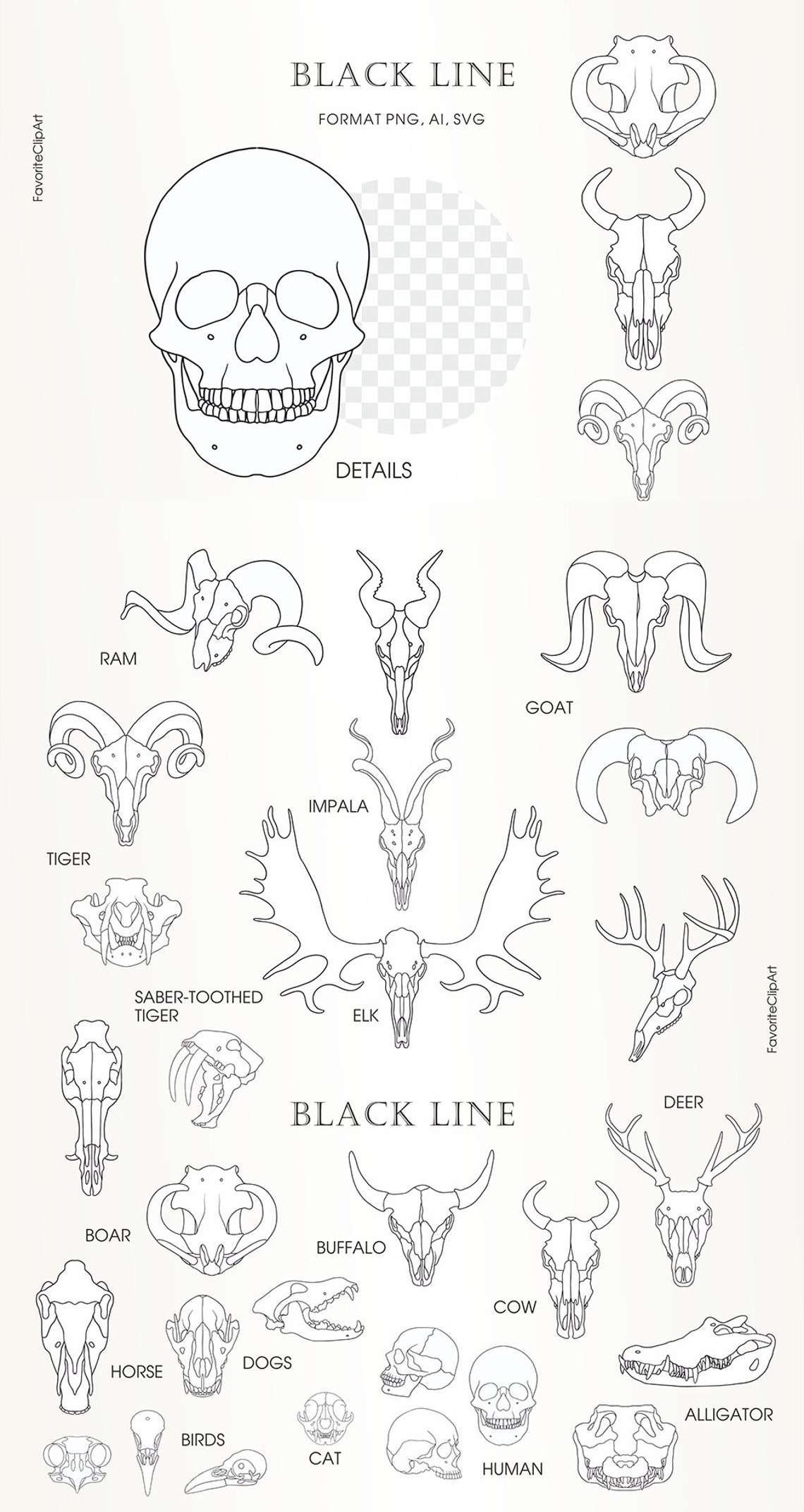Collection of 81 Skull Cliparts. Skulls Silhouettes Tattoo | Etsy