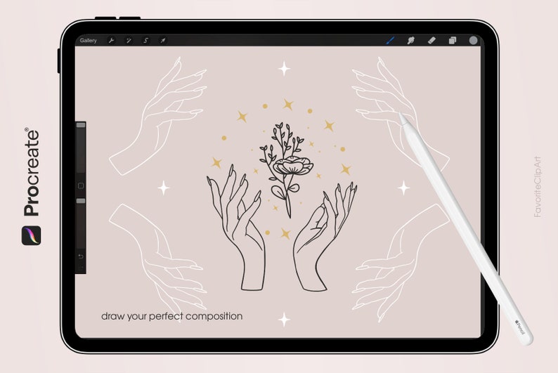 Brush Stamps Hands and Mystical Symbols on the iPad in Procreate ...