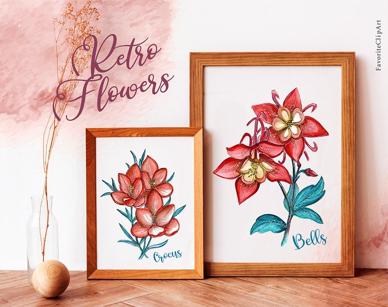 Collection of Watercolor Flowers in COLD Colors. Peony - Etsy