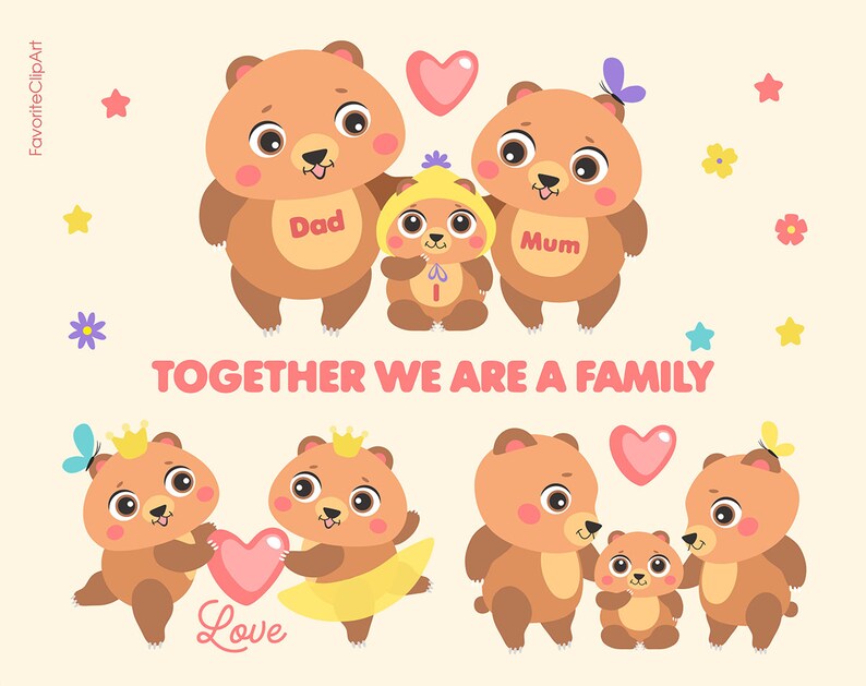 A Family of Cute Bears. Bears Baby Shower Clipart Birthday. - Etsy