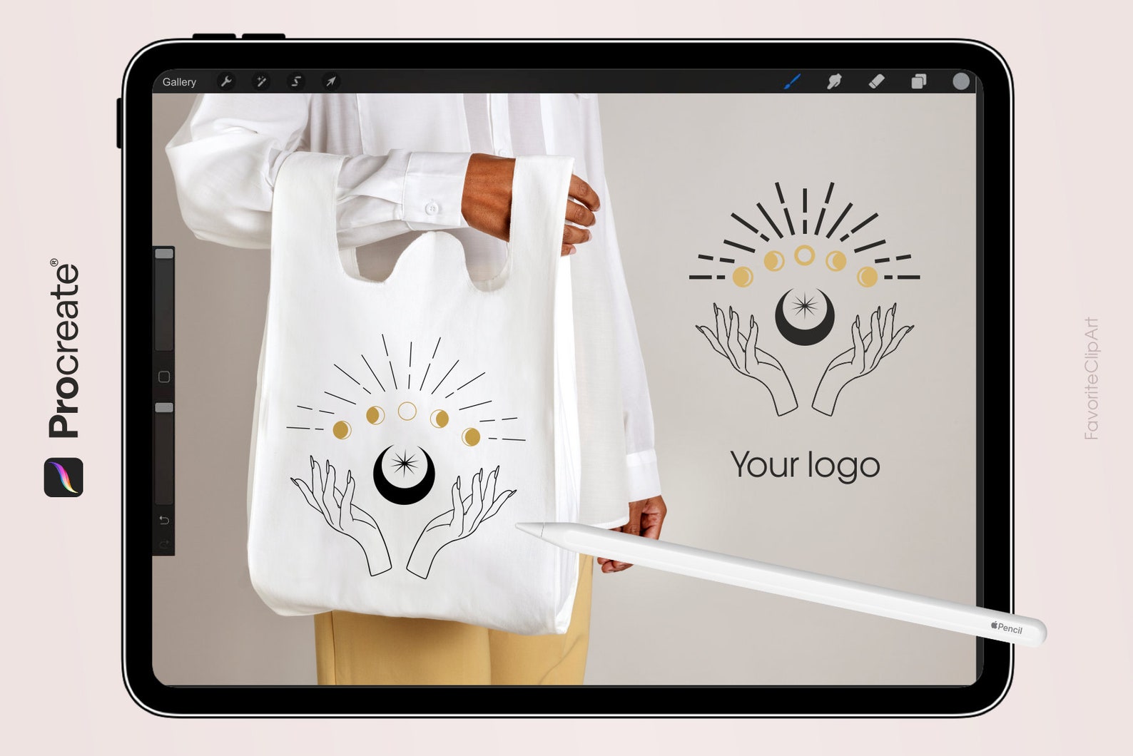 Brush Stamps Hands and Mystical Symbols on the Ipad in - Etsy