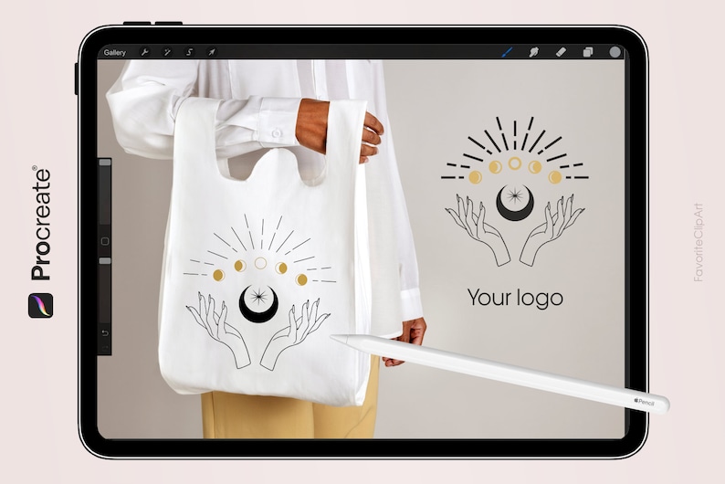 Brush Stamps Hands and Mystical Symbols on the Ipad in - Etsy