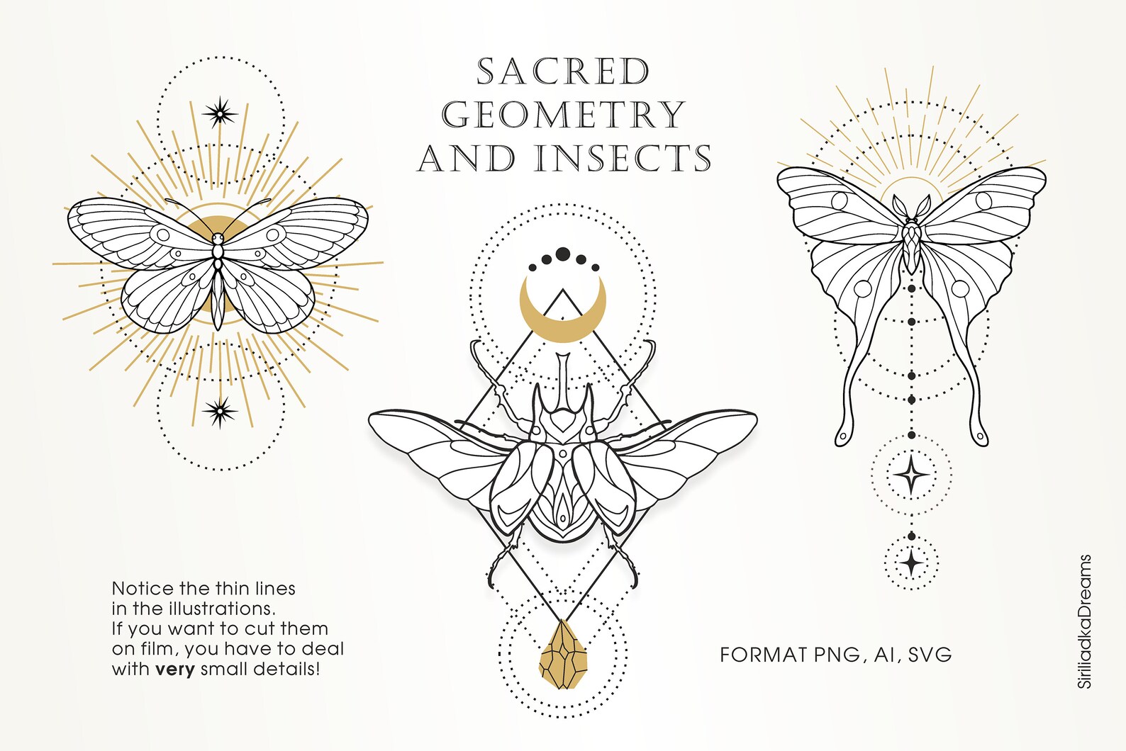 Sacred Geometry and Insects Clipart: Butterflies Cicada - Etsy