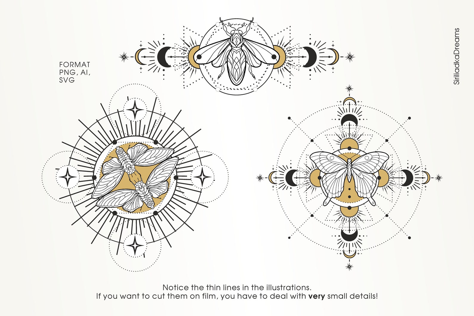 Sacred Geometry and Insects Clipart: Butterflies Cicada | Etsy