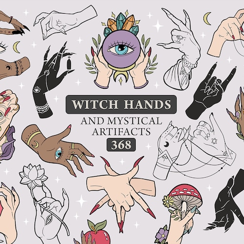 368 Witch Hands and Mystical Artifacts Clipart SVG Bundle - Etsy