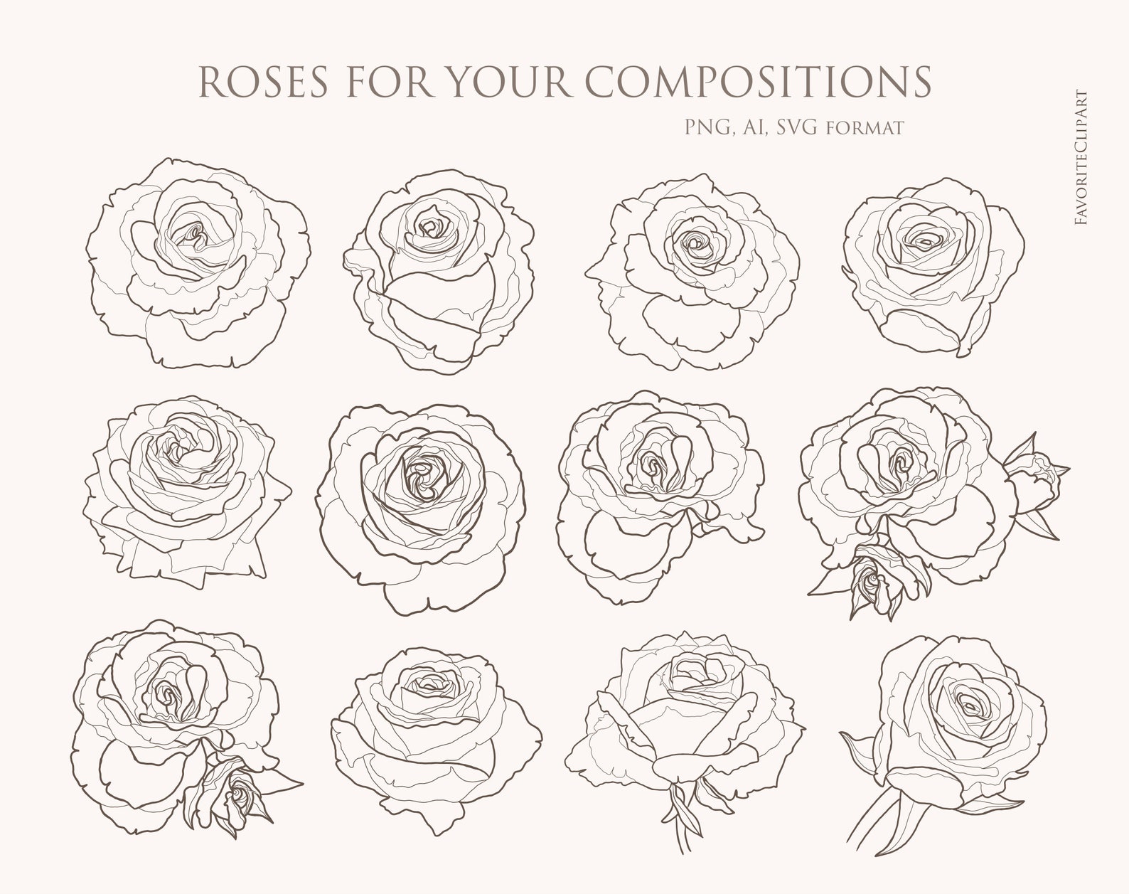 Vector Roses Clipart, Scrapbooking Roses, Vintage Roses. Roses With ...