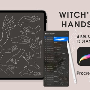 Brush Stamps Hands and Mystical Symbols on the iPad in Procreate ...